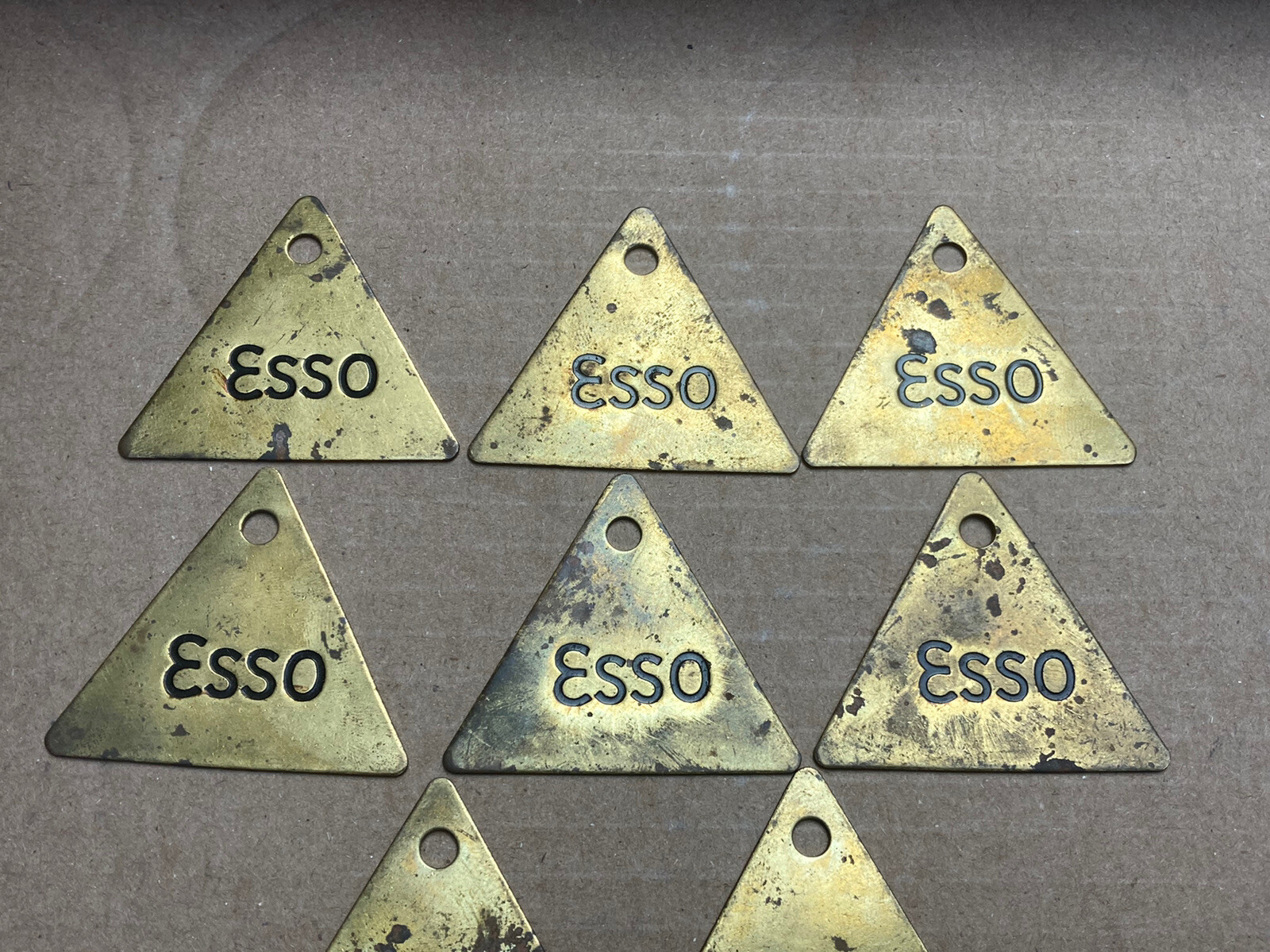 Lot Of 10 Esso Fuel Tags Gas Station Brass Metal Tag Gasoline Oil ...