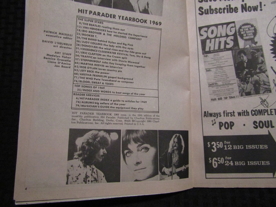 1969 HIT PARADER YEARBOOK Magazine VG 4.0 Beatles CCR Hendrix Clapton ...