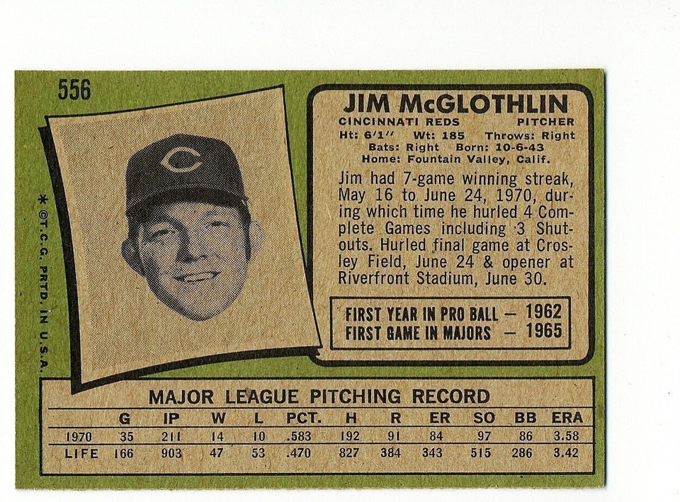 1971 TOPPS CINCINNATI REDS JIM MERRITT #420 NM NM MT | eBay