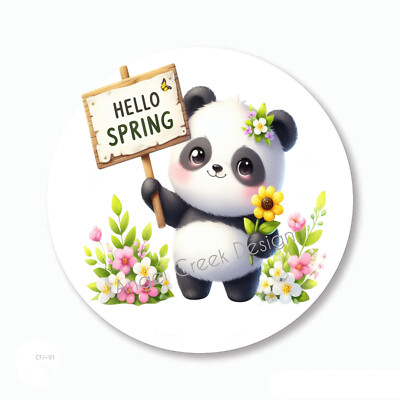 Hello Spring Panda Bear Favors Scrapbook Stickers Envelope Seals Labels ...