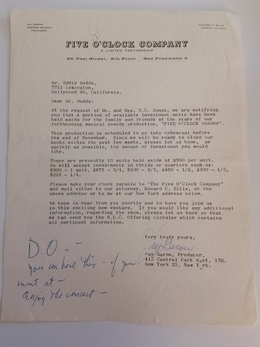 Jay S. Garon (d. 1995) Signed Letter - Producer, Actor, John Grisham's ...