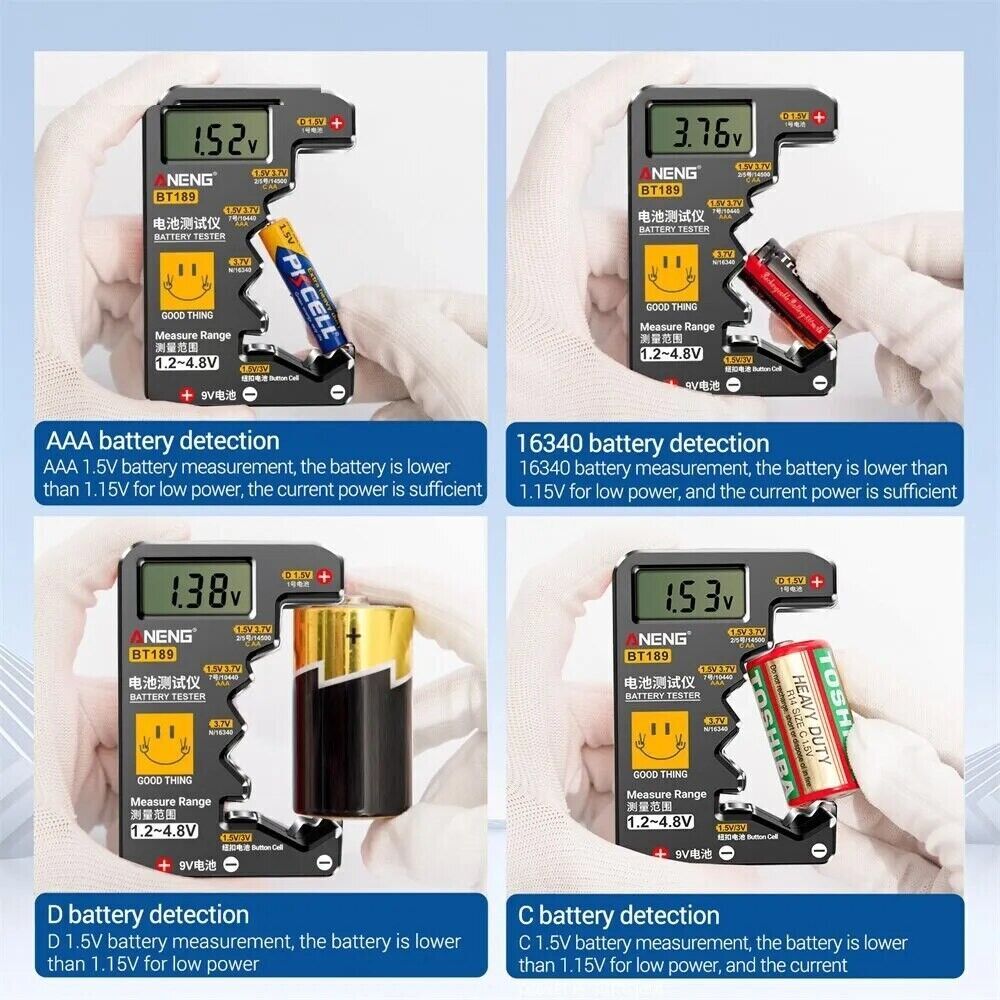 9V Battery Tester AAA Button Cell LCD Digital Display Detector Tools | eBay