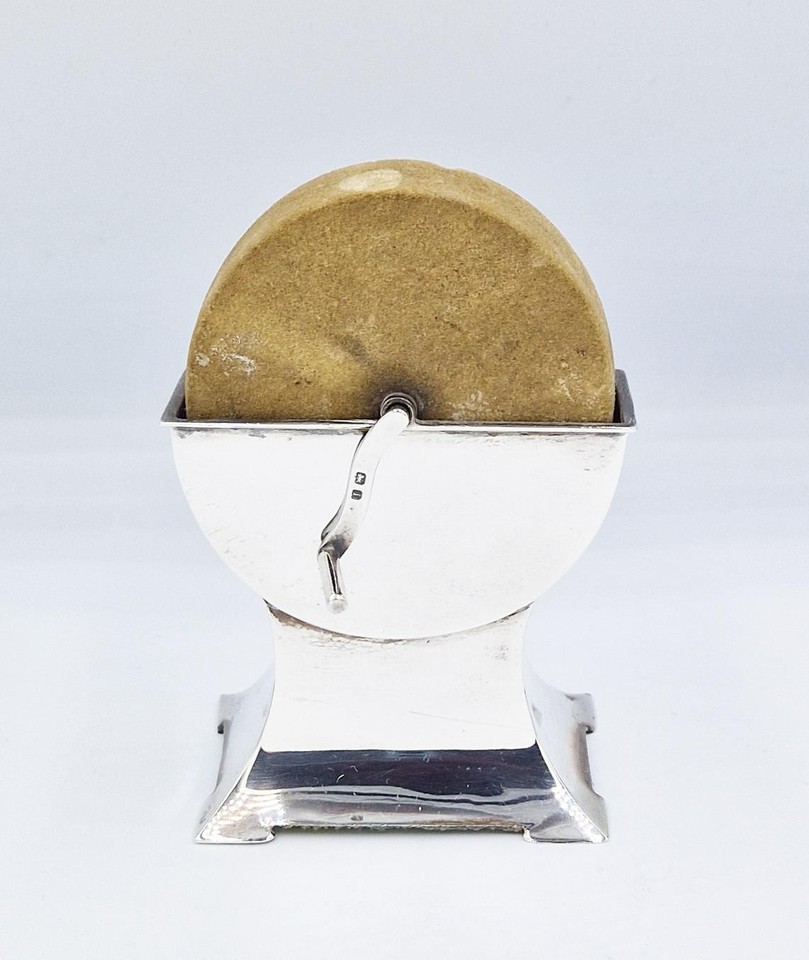 RARE NOVELTY STERLING SILVER GRINDSTONE STAMP MOISTENER Birmingham 1905 ...