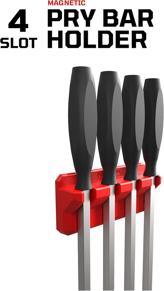 Magnetic 4 Slot Pry Bar Holder with Mounting Holes Non-Marring TPEE Low ...