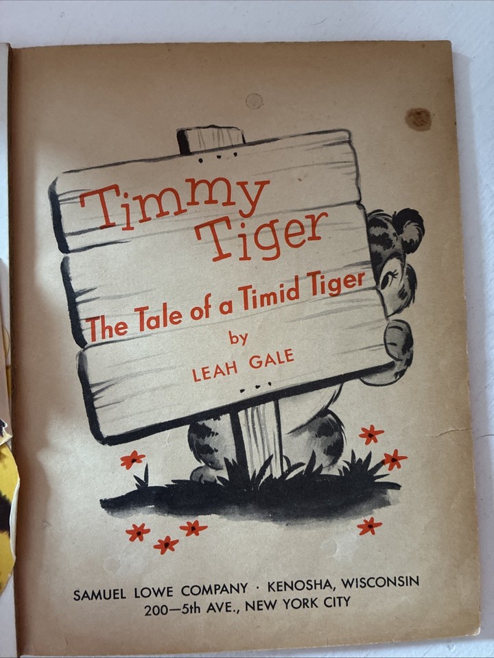 RARE 1956 Bonnie Book Timmy the Timid Tiger (FOLDOUT) by Leah Gale 1st ...