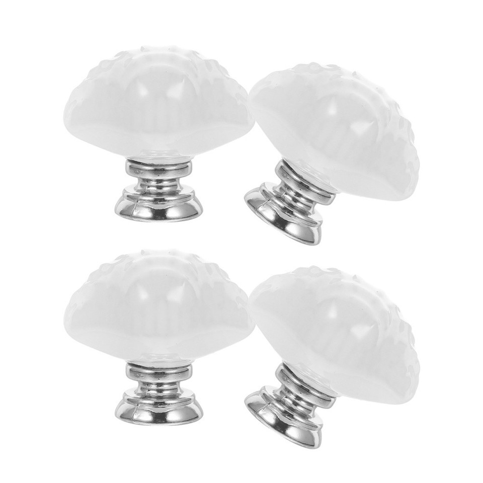 4pcs Ceramic Door Knobs Shell Design Pull Handle Creative Drawer Knobs ...
