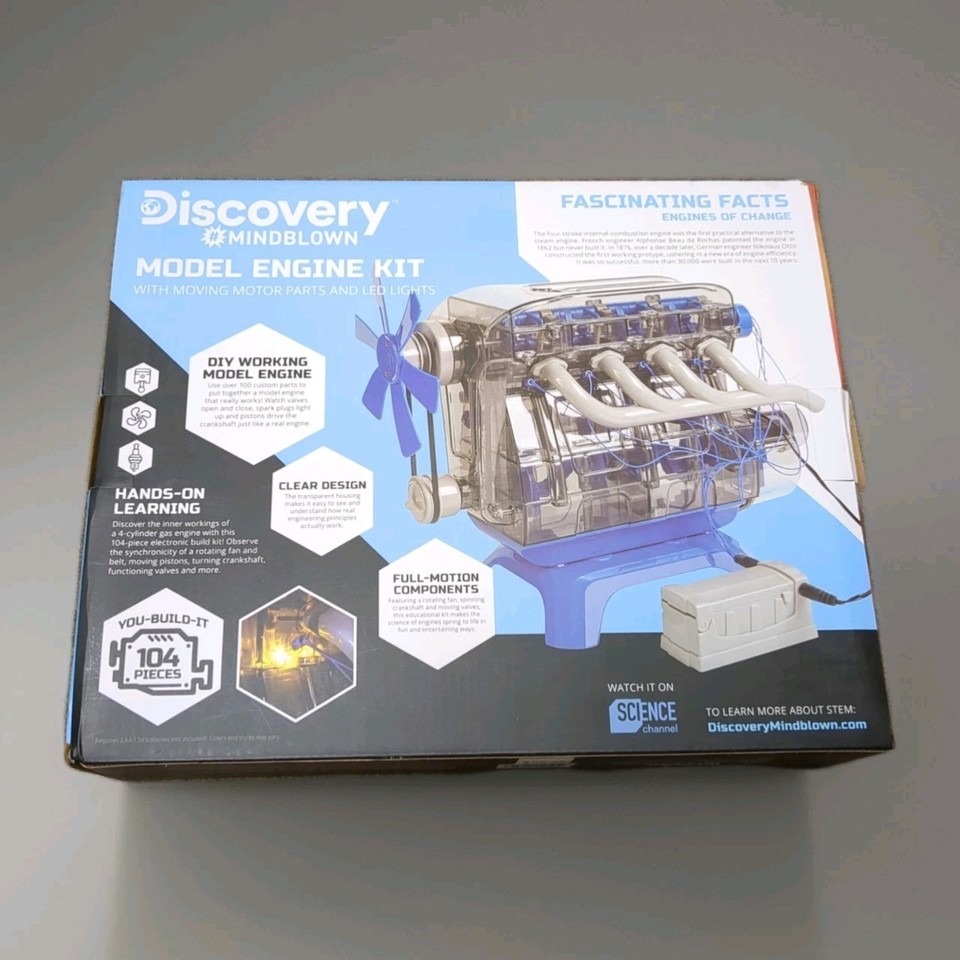 Discovery #Mindblown Model Engine Kit with Moving Motor Parts & LED ...