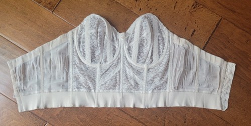 Vintage Surprise Bra Corset Longline Strapless Bra Boning Size 36D Lace ...