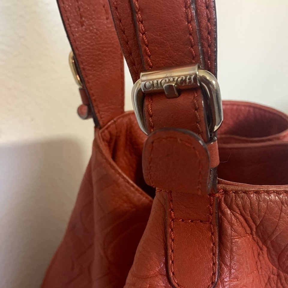 *RARE* Designer Carolina Herrera handbag CHCH Bag Orange Leather ...