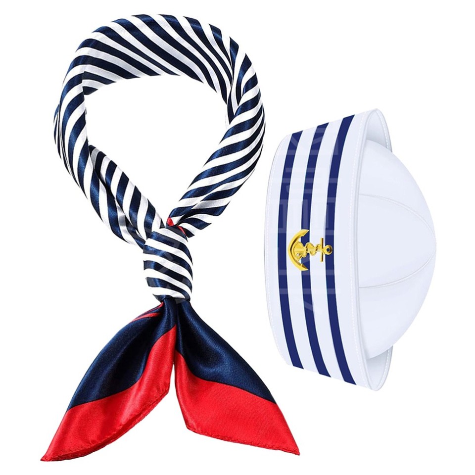 Sailor Dress Sailors Hat Kids Halloween Costume Sailing Outfit Women ...