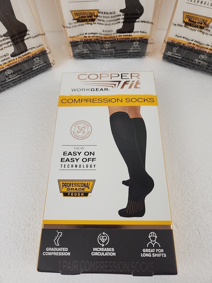 NIB 4x LOT - Copper Fit Work Gear Compression Socks S/M MEN 6-9 WOMEN 7 ...