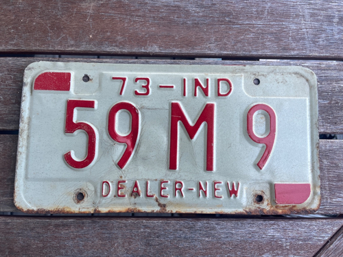 Vintage 1973 Indiana Dealer License Plate # 59M9 | eBay