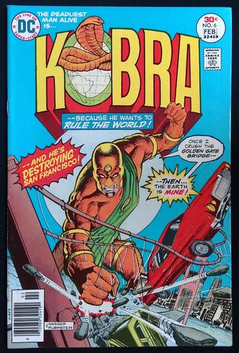 KOBRA #6 ~ FN 1977 DC COMICS ~ MIKE NASSER COVER & ART ~ MARTIN PASKO ...