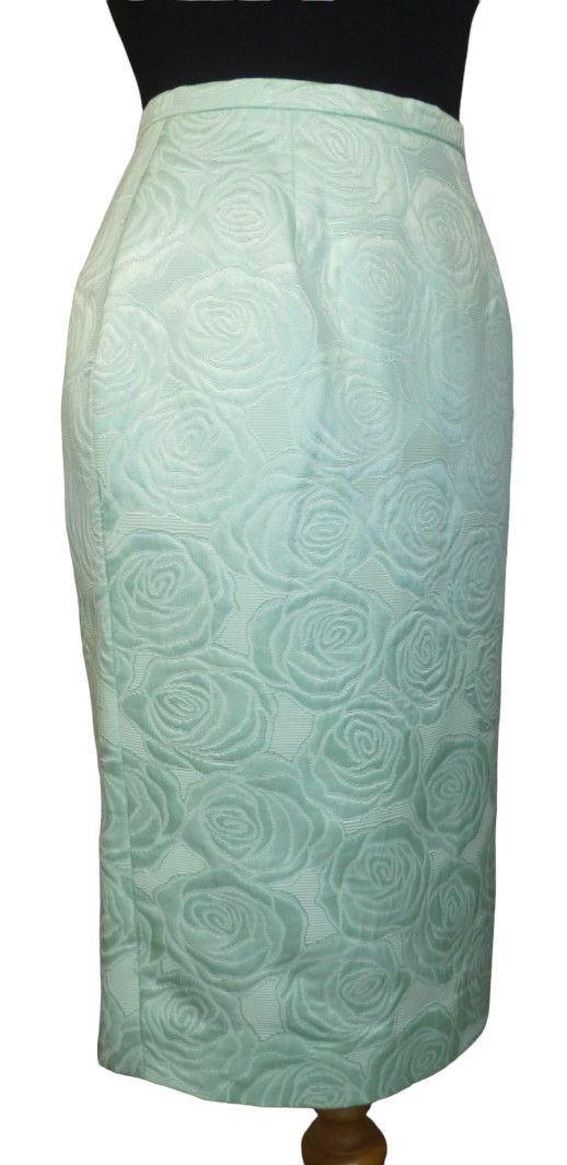 Jaeger Womens Mint Green Floral Roses Print Midi Skir… - Gem