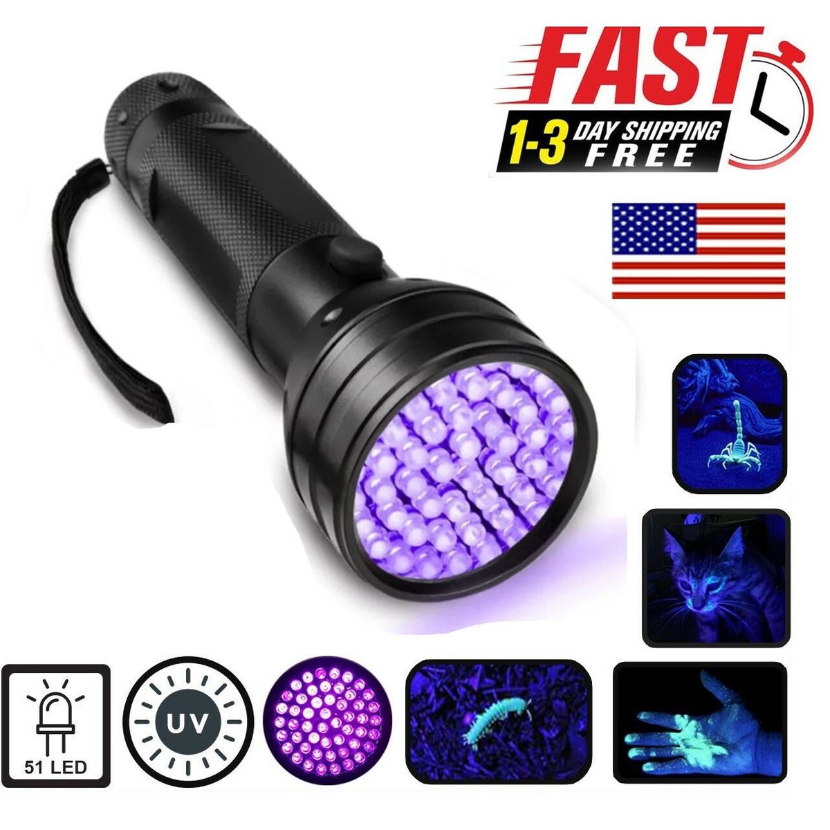 Uv Ultra Violet 51led Flashlight Blacklight 395 Nm