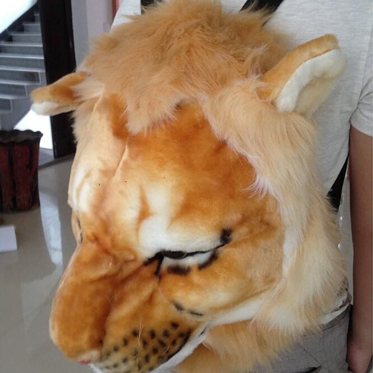 Stuffed Tiger Head Backpack Simulation Personalised Lion Knapsack ...