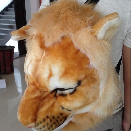 Stuffed Tiger Head Backpack Simulation Personalised Lion Knapsack ...