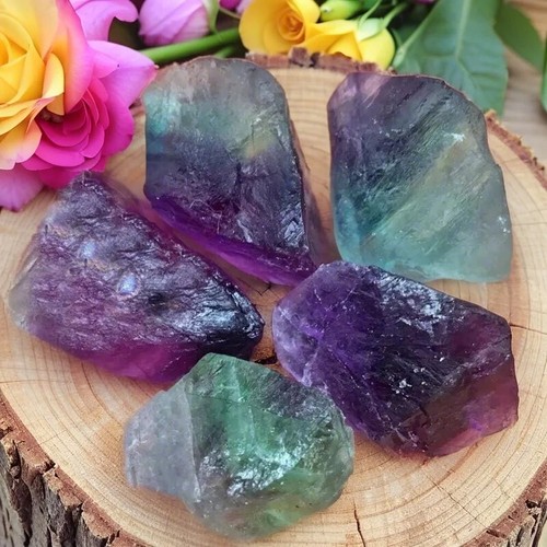 3PCS Raw Rainbow Fluorite Chunks Healing Crystal Mineral Rock Specimen ...