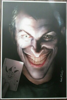 NATHAN SZERDY HAND SIGNED 12X18 ART PRINT JOKER SMILING CLOSE UP FACE ...