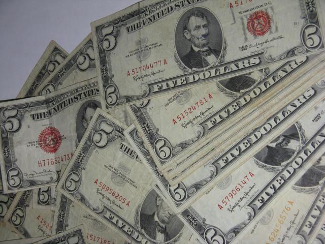 1928 -53-63 $5 Dollar Red Seals ~ $5 Bill G-XF _ Collectible Lot ...