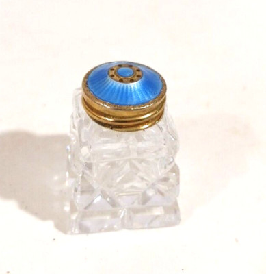 Norway Sterling Silver Blue Guilloche Enamel Cut Crystal Salt Shaker ...