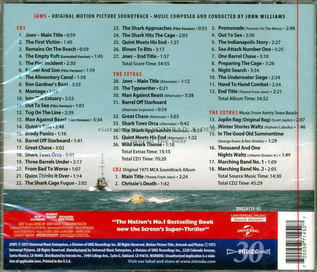 John Williams Jaws Original Motion Picture Soundtrack CD Id7493a for ...
