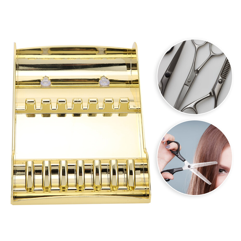 (Gold)Hair Scissor Storage Rack Holder Barber Shop Shears Organizer VIS ...