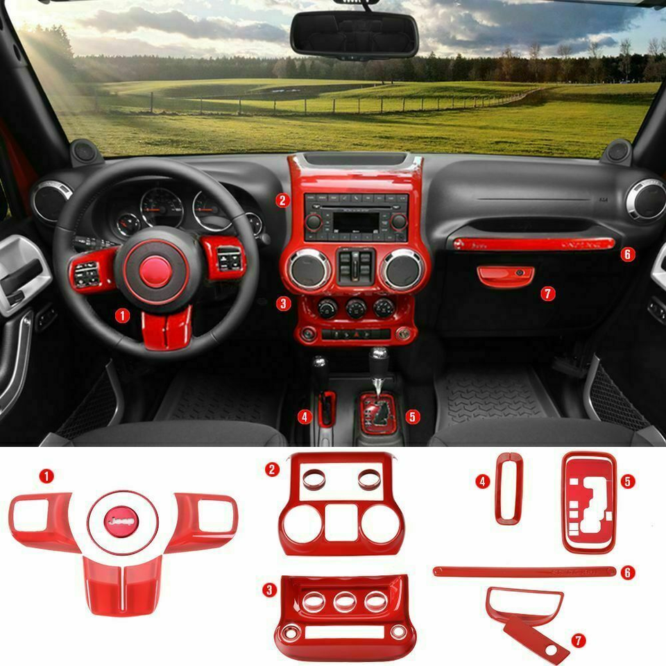 Full Set Interior Decoration Trim Kit for Jeep Wrangler JK JKU 11-17 ...