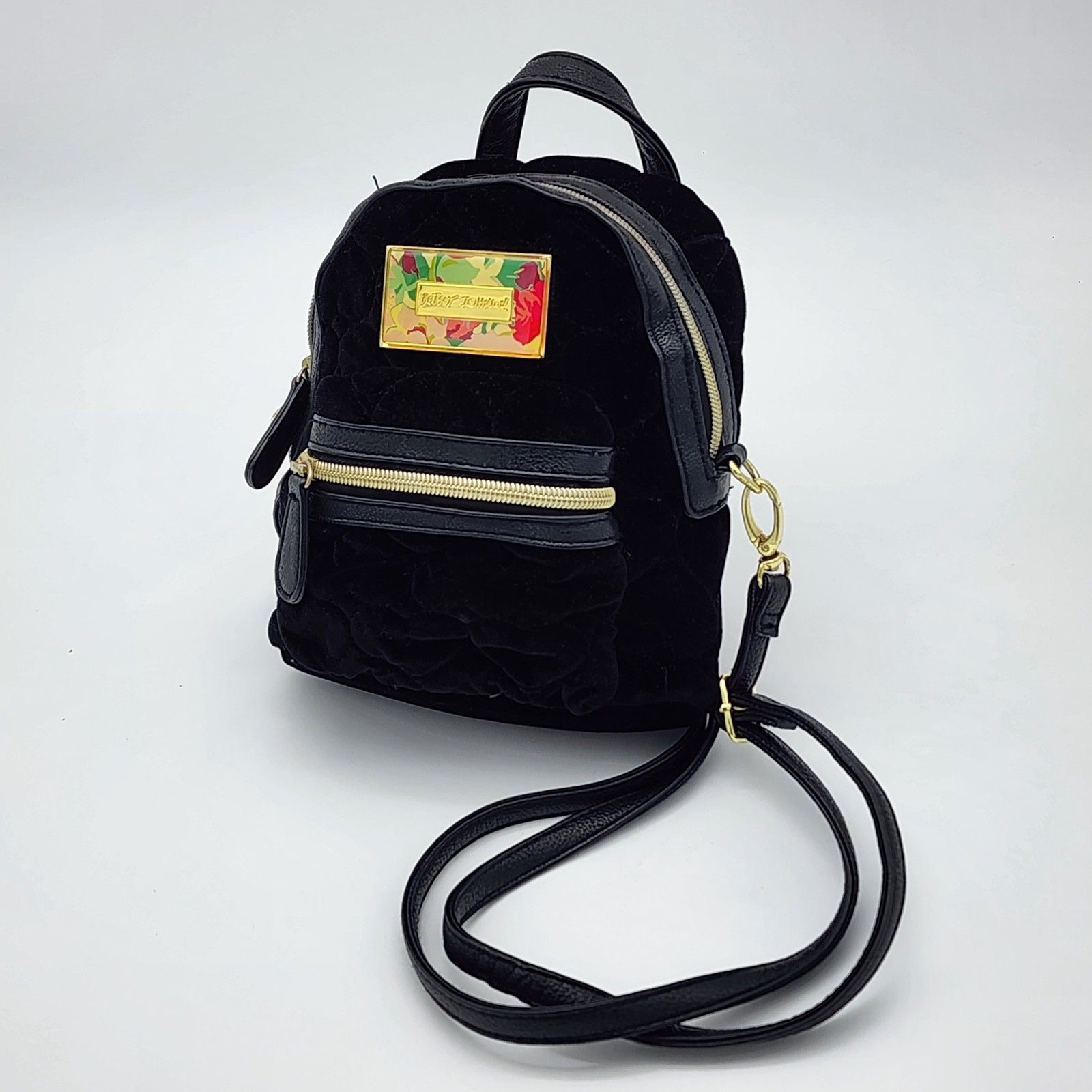 Betsey Johnson Quilted Velvet Mini Backpack Crossbody Bag | eBay