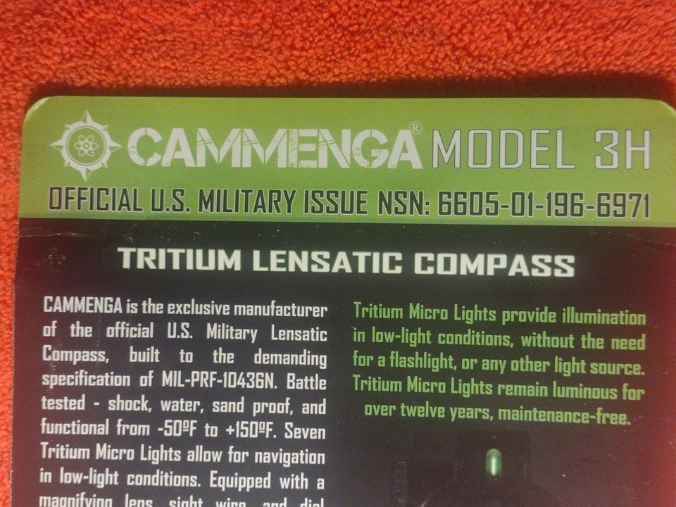 Cammenga Model 3H Tritium Lensatic Compass US Military BLK MAR 2022 NEW ...