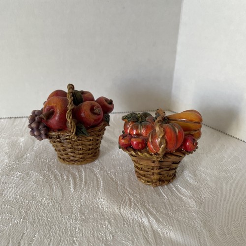Fall Harvest Baskets (set of 2) Miniature Resin Apples Squash Pumpkin ...