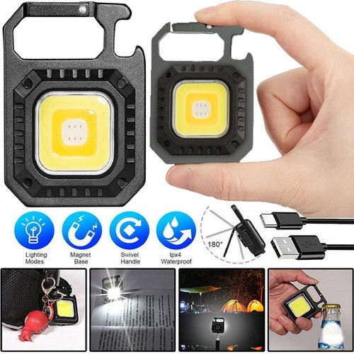 500Lumens Mini COB Flashlight Rechargeable Keychain USB Work Light Lamp ...