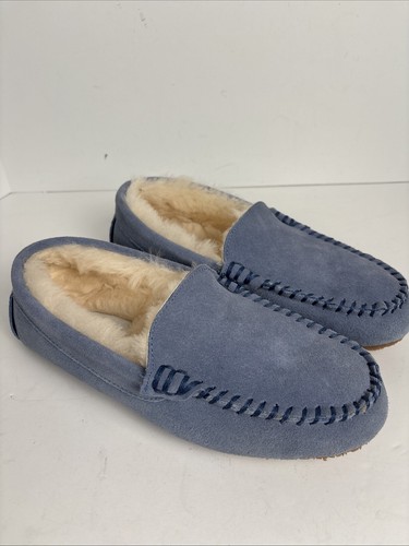 Vermont Country Store Shearling Moccasin Slippers Periwinkle Color ...