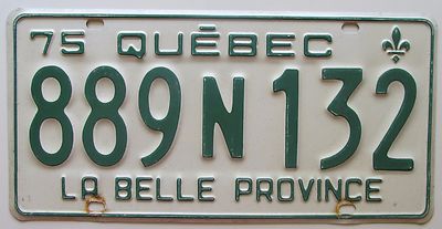 Quebec 1975 License Plate NICE QUALITY # 889N132 | eBay