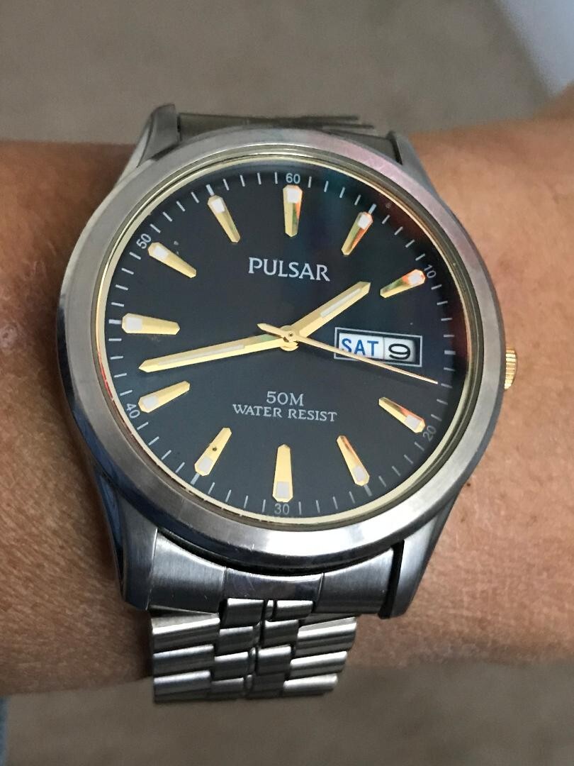 Pulsar VX43-X068 BLUE DIAL 39MM S.Steel Day/Date MEN Watch-BATTERY ...