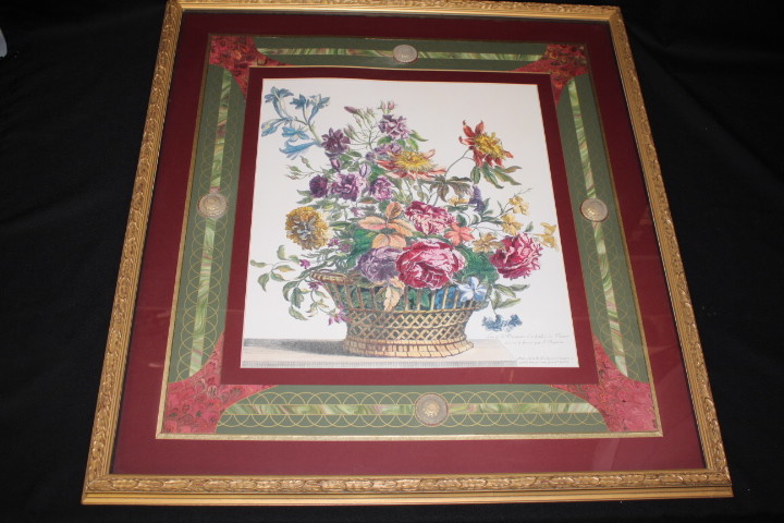 Framed John Richard Design Large Botanical Basket Print Triple Mat GRF ...