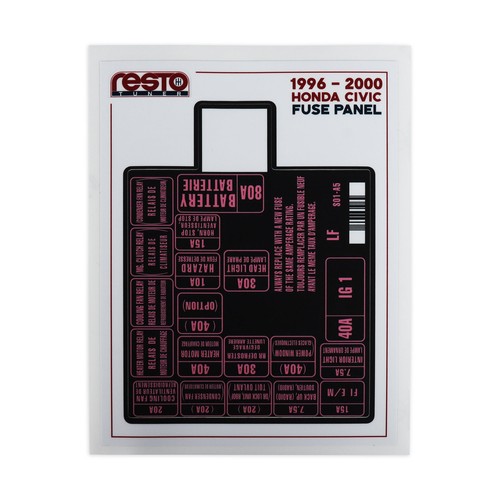 1996 - 2000 Honda Civic Replacement Engine Fuse Label | eBay