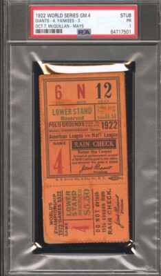 Psa 1922 World Series Ticket Game 4 Ny Yankees Giants Babe Ruth | eBay