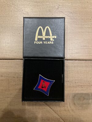 Vintage McDonald’s Crew Member 4 Years Service Lapel Pin w Presentation ...