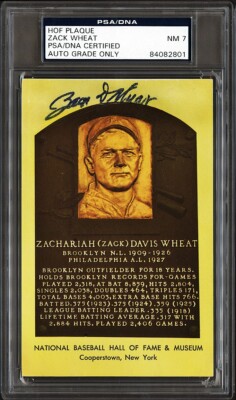 Zack Wheat Signed HOF Plaque Postcard Encapsulated PSA/DNA NM 7 | eBay