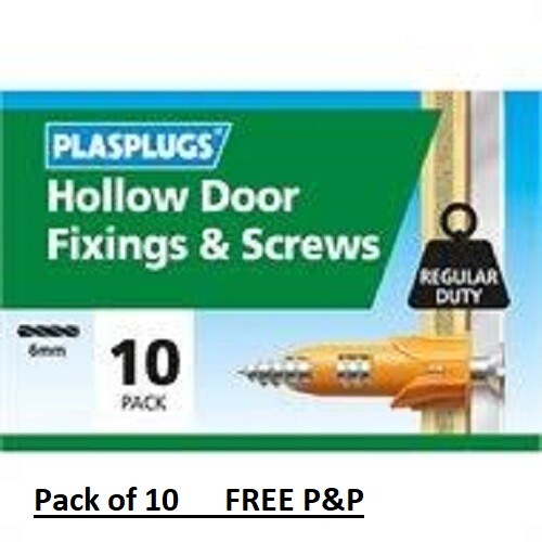 HOLLOW DOOR FIXING PLUGS (10 of) PLASPLUG - FOR CAVITY BOAST STUD Free ...