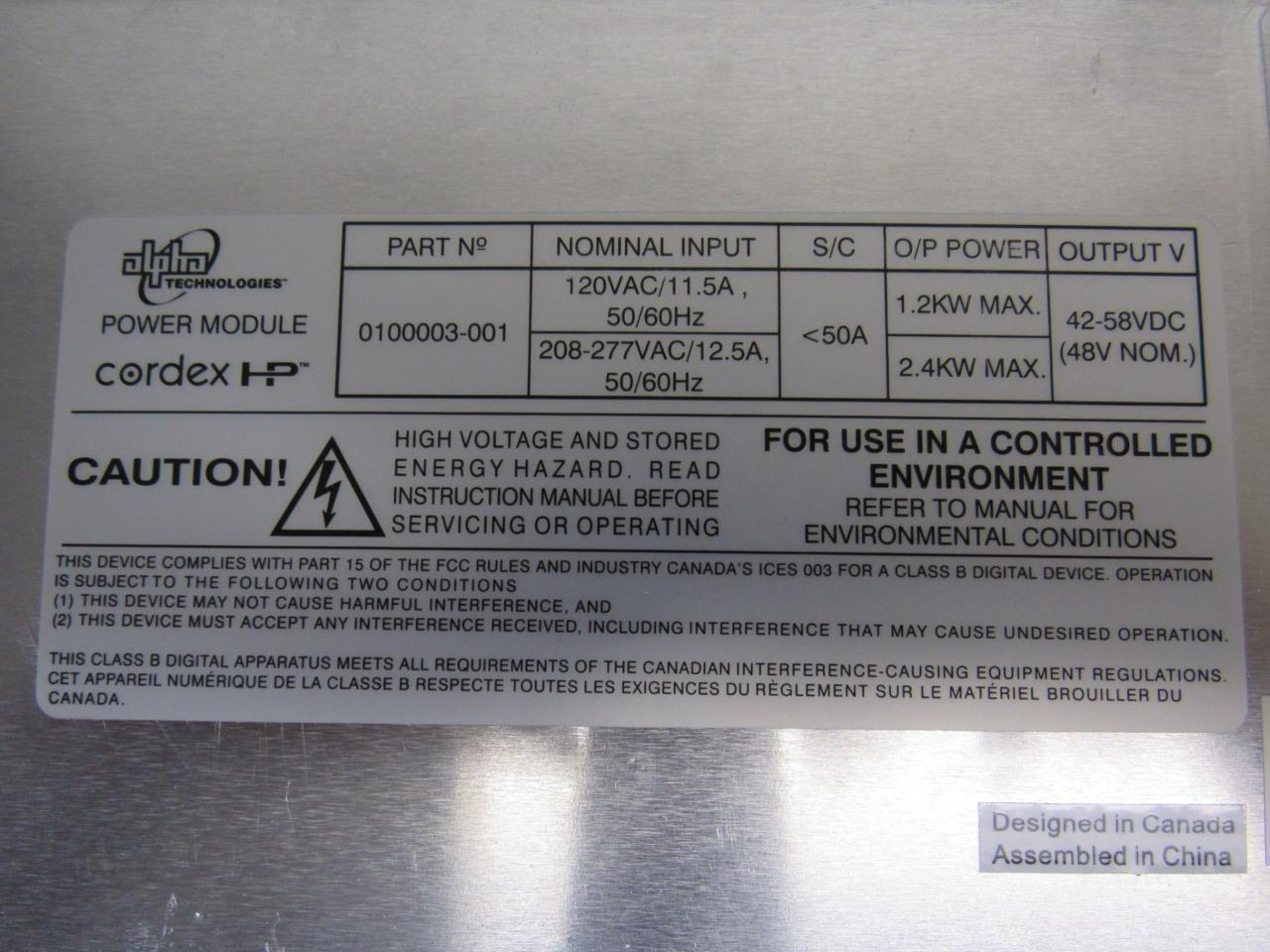 CORDEX POWER MODULE RECTIFIER Model: Pwr Mdl, CXRF-HP 48-2.4kW | eBay