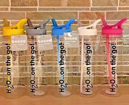 Water Track Tracker Bottle Capacity H20 On The Go BPA Free Pink Blue ...