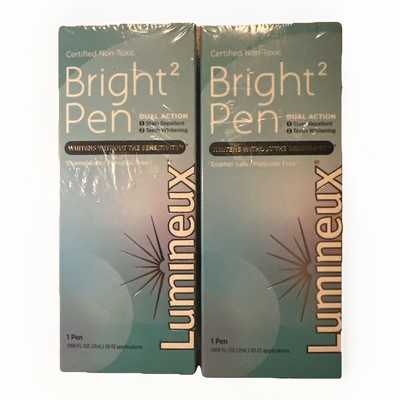 Lumineux Bright2 Teeth Whitening Pen-Dual Action-Whitens Teeth. (2 Pens ...