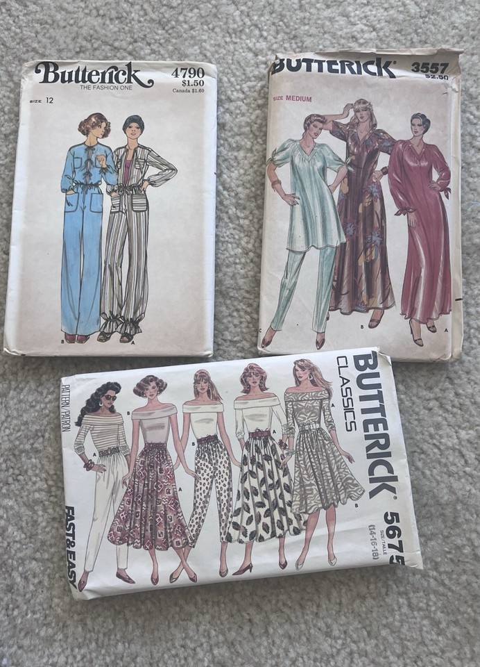 Big Lot 50+ VTG Butterick Patterns UNCUT 70-80s Very Cool Designs Sizes ...