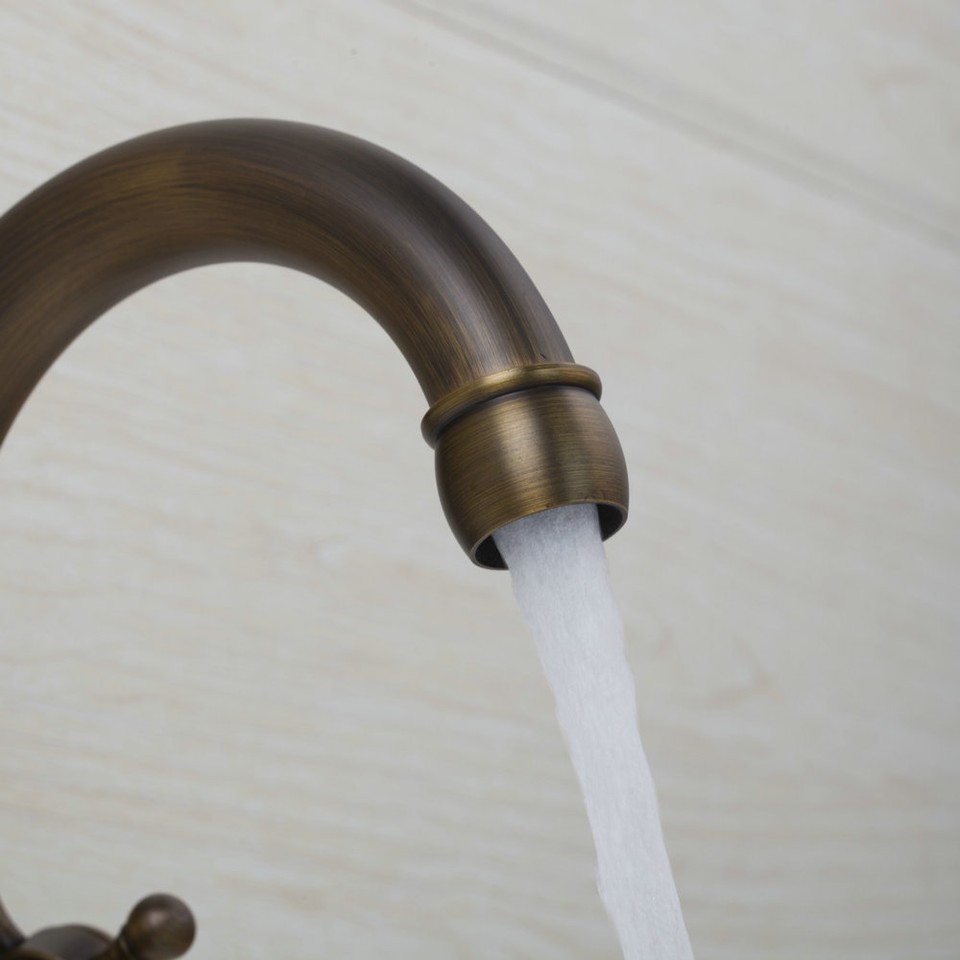 Short Goose neck Bathroom Basin Mixer Swivel Taps 2 Handles Deck ...