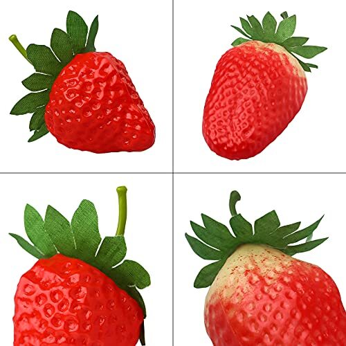 20 Pieces Artificial Strawberry Lifelike Fruit Plastic Strawberries ...