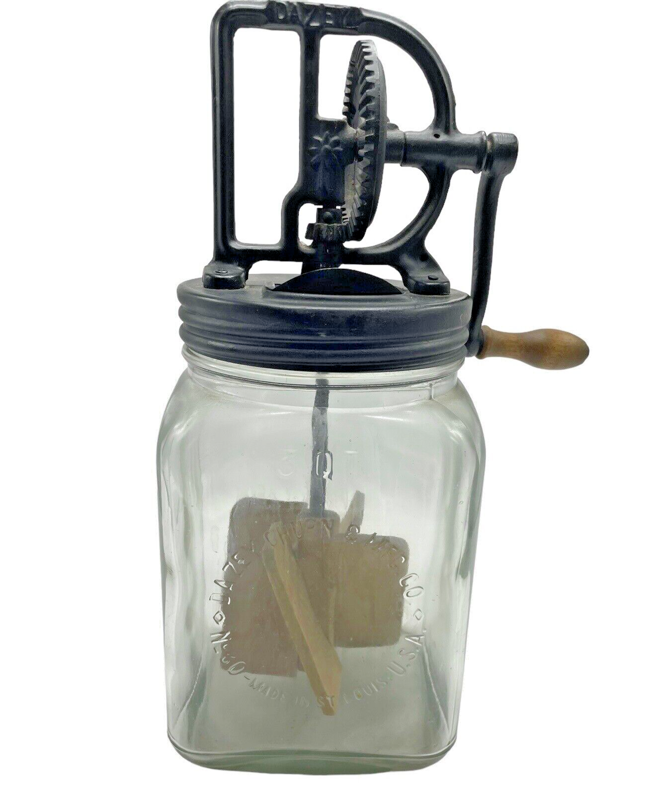 Authentic Dazey Mfg Co #30 Glass 3 Quart 34C Metal Gear Butter Churn 4 ...