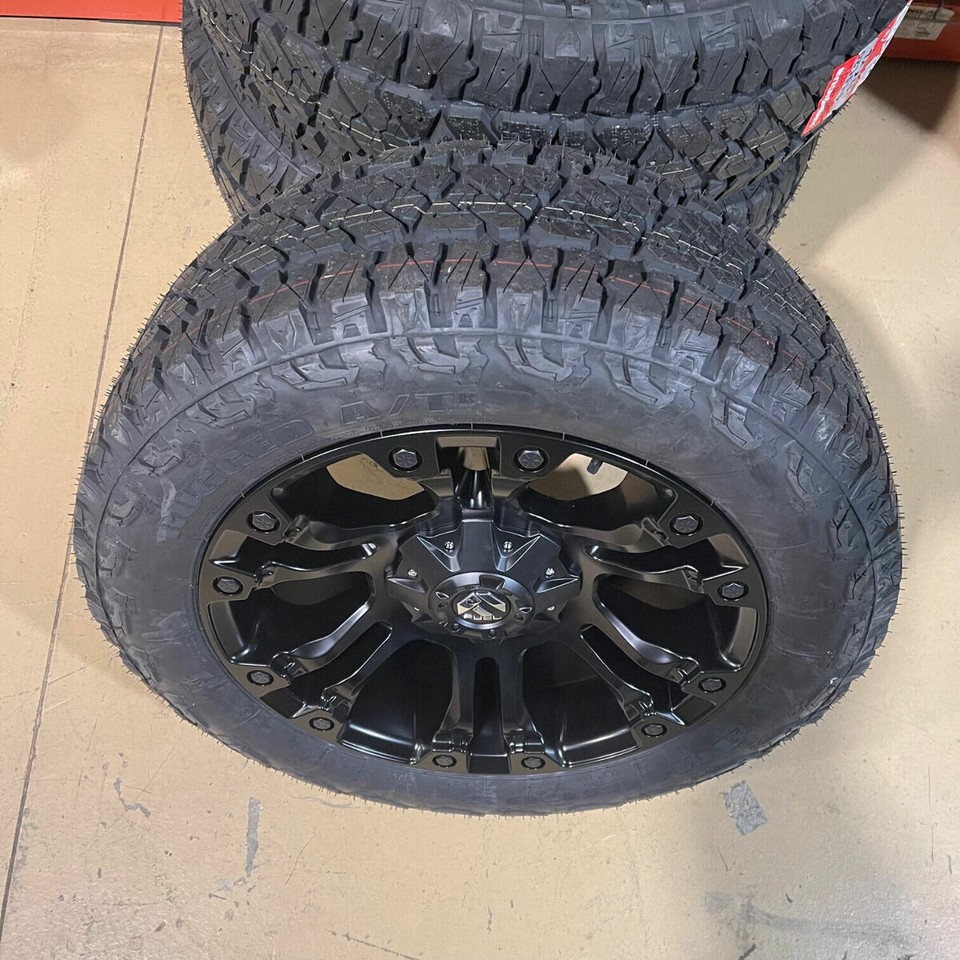 20x9 FUEL D560 Vapor Black Wheels Rims 32" AT Tires 6x5.5 Chevy ...