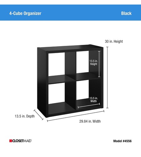 ClosetMaid 4556 Decorative Open Back 4-Cube Storage Organizer, Black | eBay